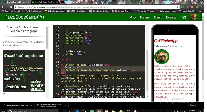 freeCodeCamp Challenge Guide: Nest an Anchor Element within a Paragraph ...